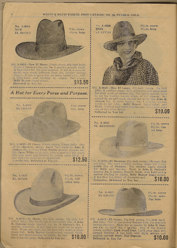 White & Davis Western Hats 1929 | The Fedora Lounge