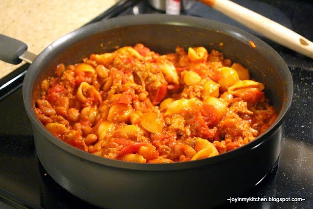 Finding Joy in My Kitchen: Skillet Chili Cheese Shells