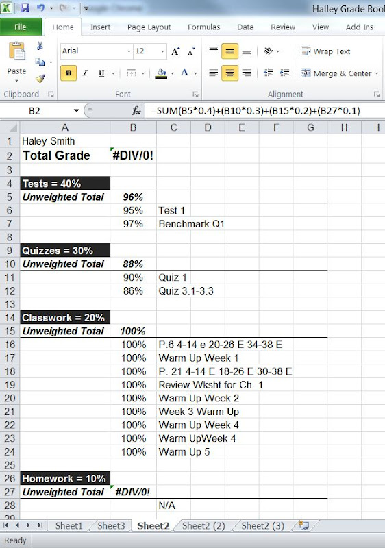 Weighted Grades Worksheet | MrExcel Message Board