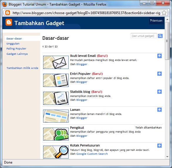 Tutorial Umum: Jenis-jenis Widget di Blogger