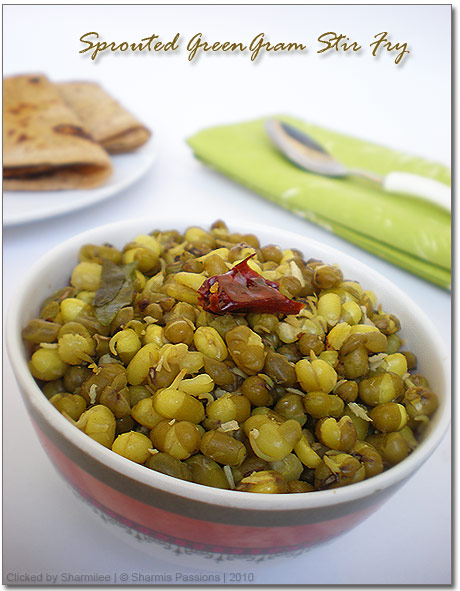 SharmisTestBlog: Sprouted Green Gram Stir Fry - Easy Sprouts Recipe