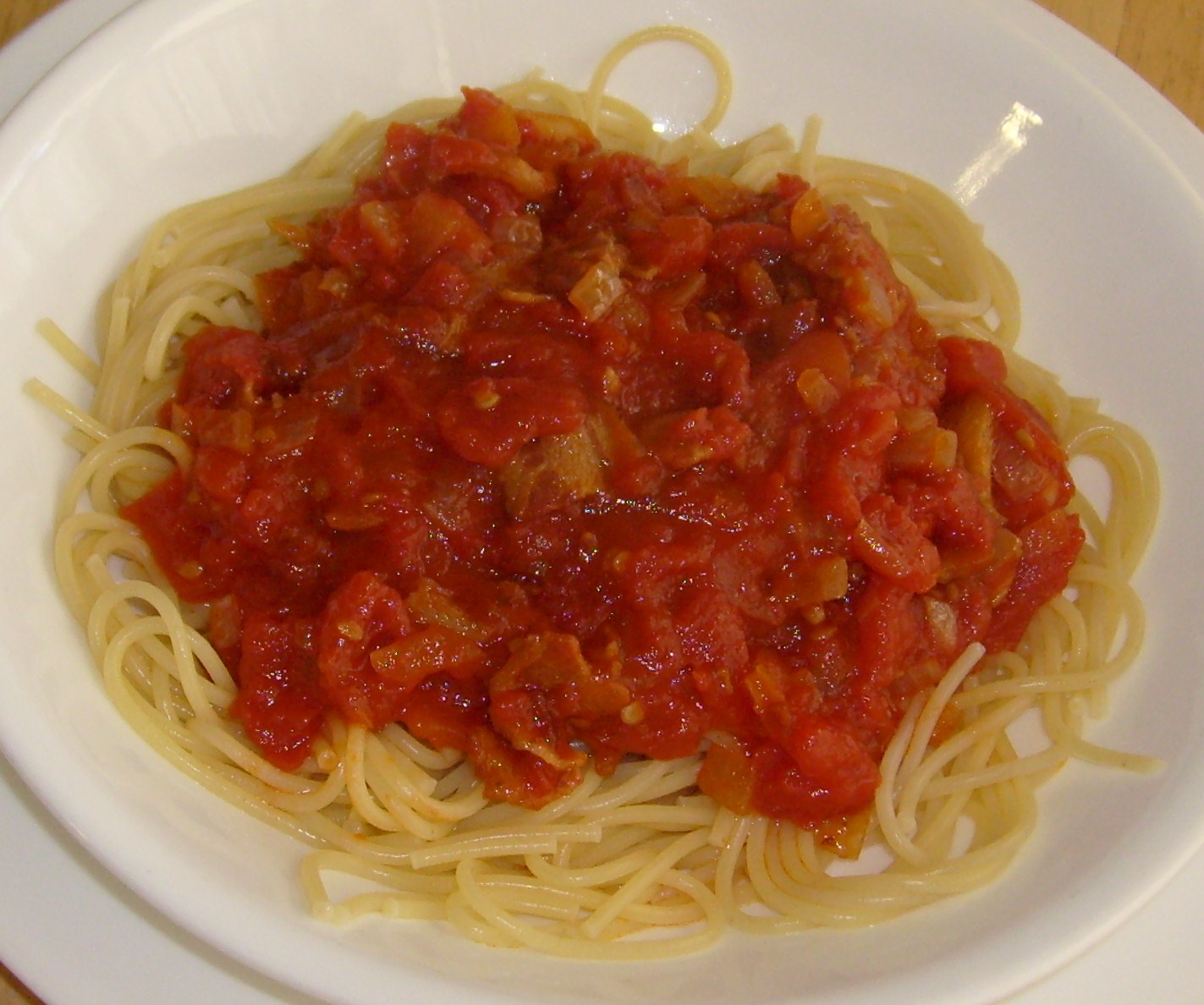 Happier Than A Pig In Mud: Spicy Tomato Sauce with Pancetta!