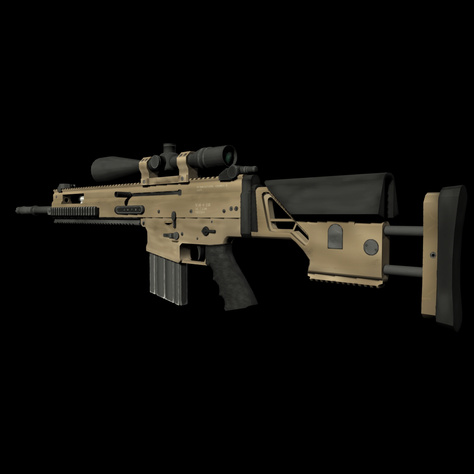 Kevin's 3DCG Portfolio: FN SCAR-H SSR (Sniper Support Rifle) (Autodesk ...