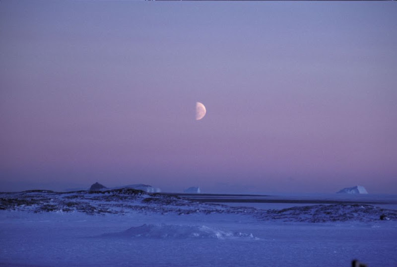 Exotic Earth: Fading moon over Antartican skies.....