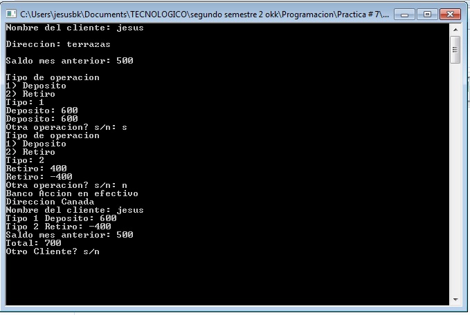 Programación Estructurada C++: PRACTICA # 7