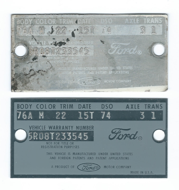 replacement data plates | Page 2 | Vintage Mustang Forums