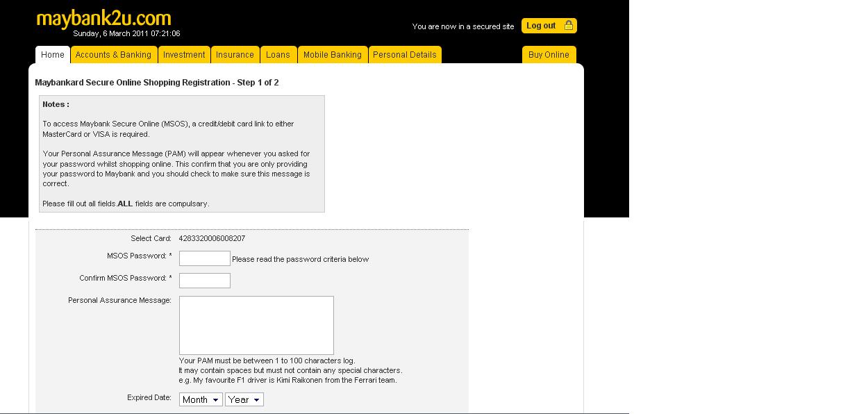 Maybankard Secure Online Shopping (MSOS) Registration | Amien, Zara ...