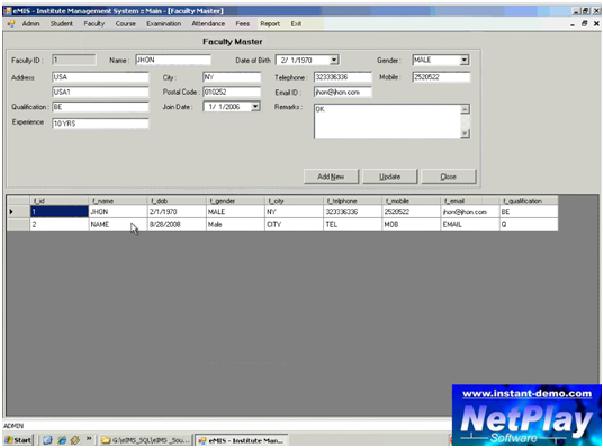 Software Projects: Institute Management System