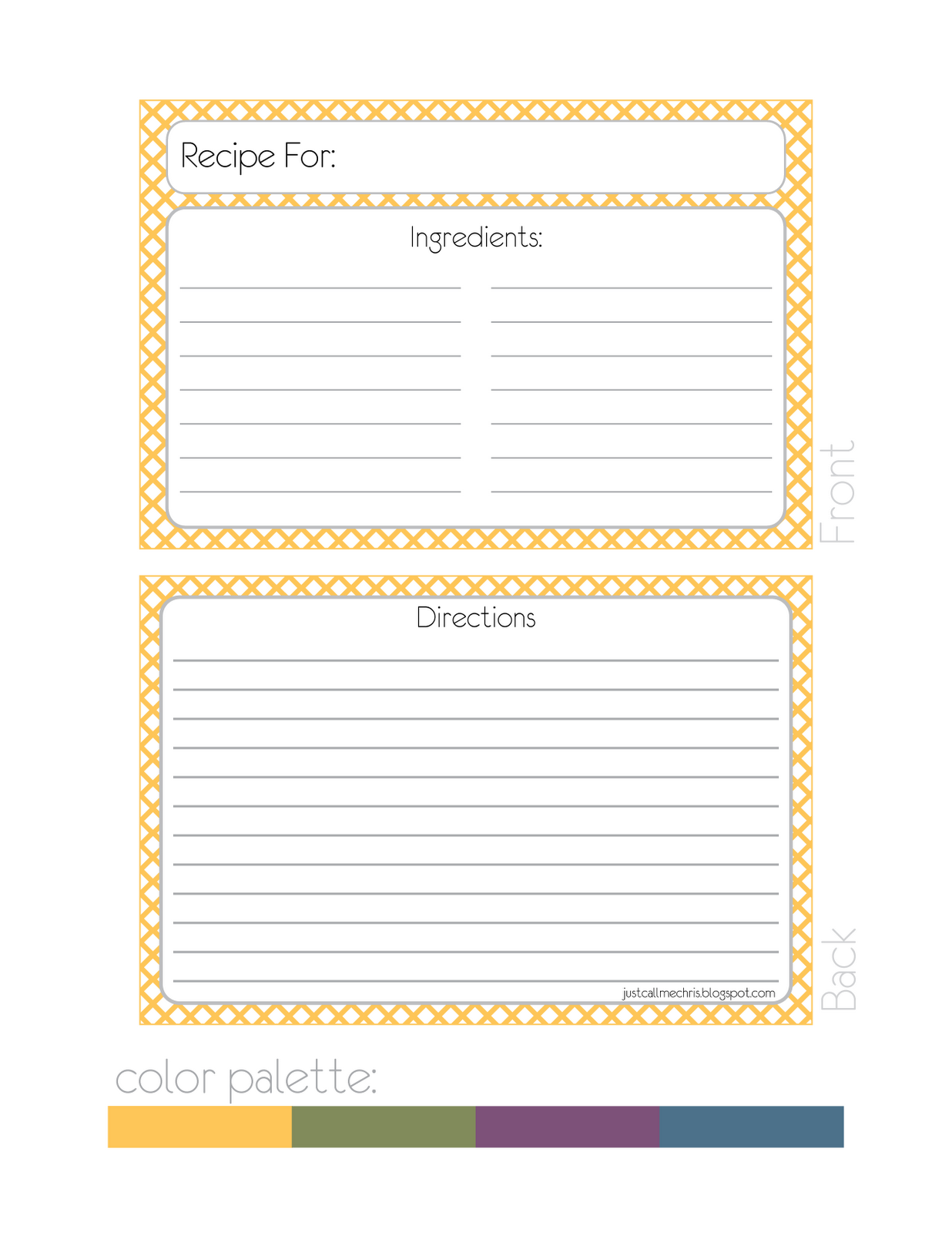 christina williams: Recipe Card Download