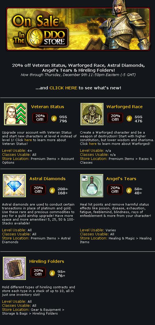 Weekly Sales December 2nd | DDO Sale Tracker