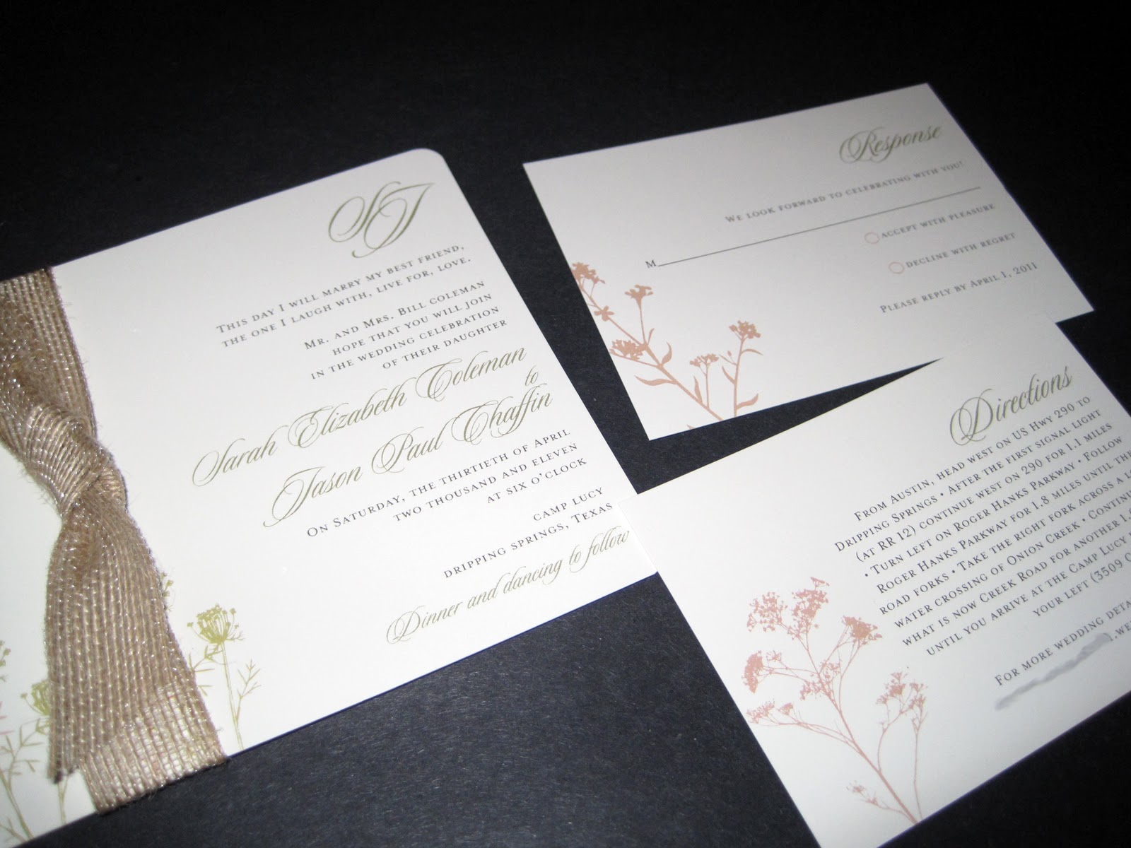 The Inviting Pear Photoblog: Burlap wrapped invitation