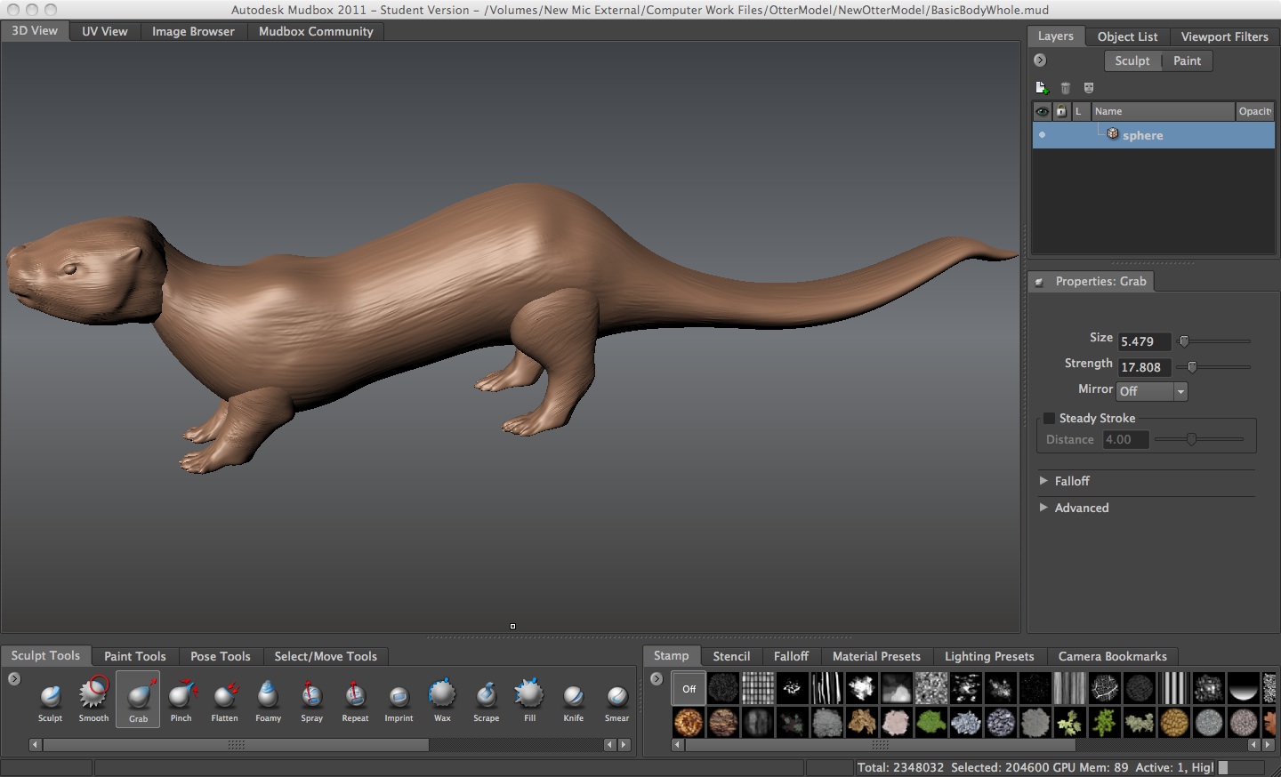 3D Modeling Class Progress: Finished all the Fur!