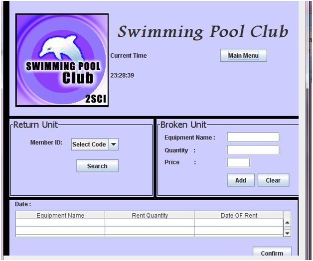 e-swimming pool management system: SDD - User Interface