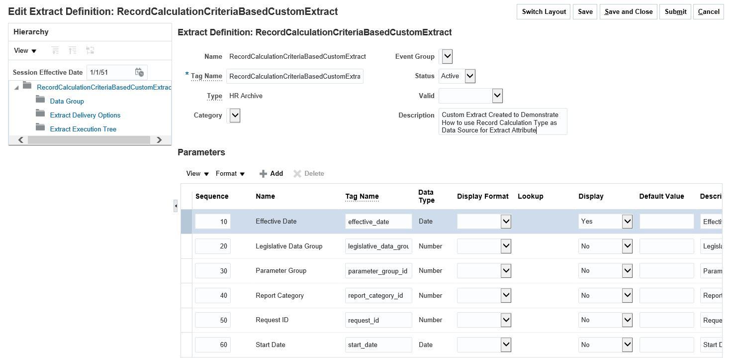 Using Record Calculation Extract Attribute For Hcm Extract In Oracle Fusion Hcm Cloud Application