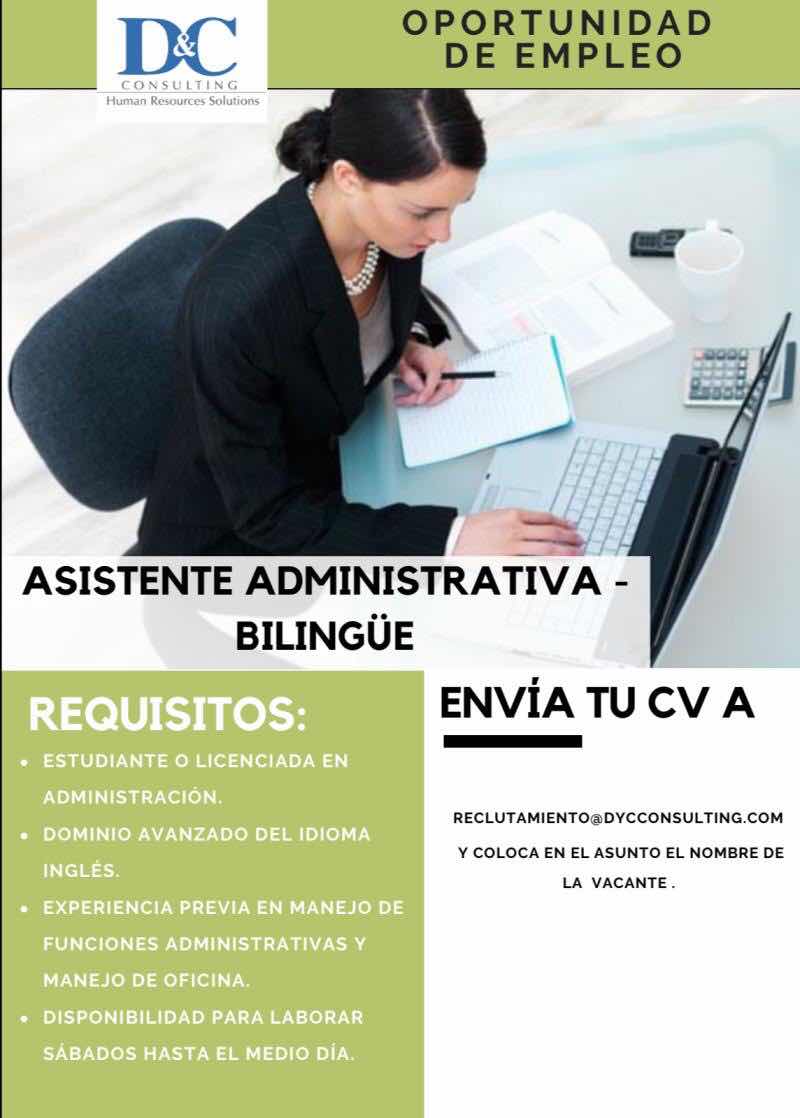 ASISTENTE ADMINISTRATIVA BILINGUE Empleos Rodriguez Empleos Rodriguez