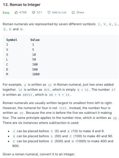 Leetcode 13 Roman To Integer Code And Why