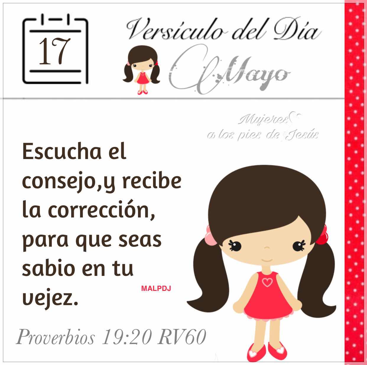 Versículo Del Día: Mayo 17 ~ Proverbios 19:20