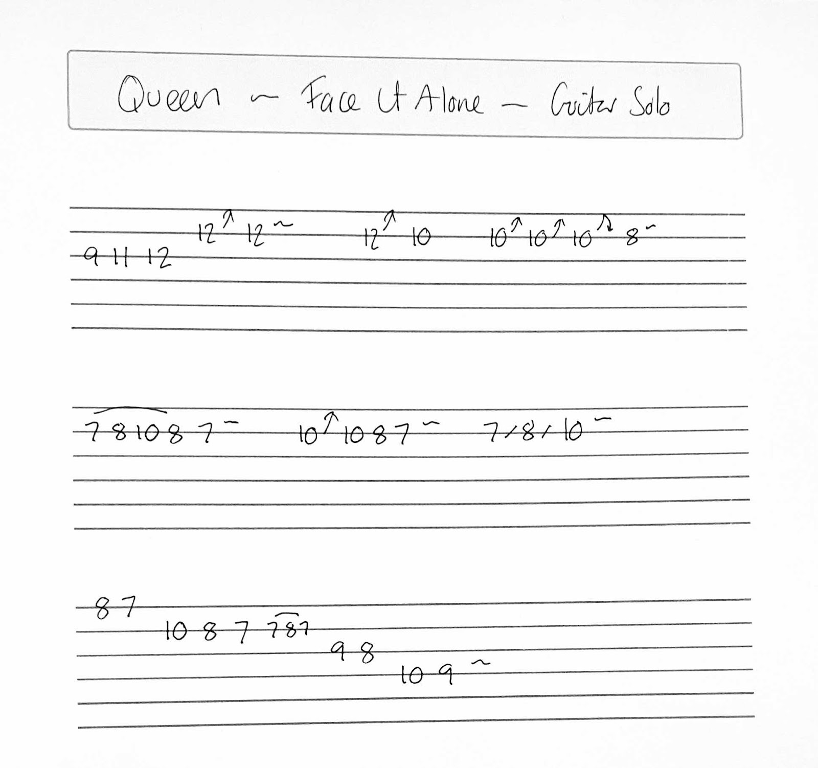 Queen Corner: Queen Face It Alone Guitar Tab Chords Lesson