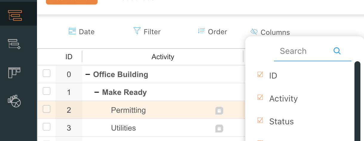 Columns - Gantt Columns - Gantt