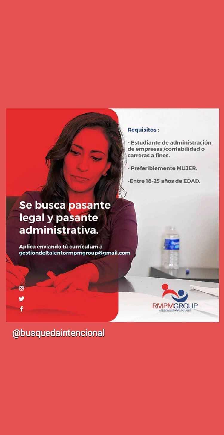 PASANTE LEGAL Y PASANTE ADMINISTRATIVA Empleos Rodriguez Empleos Rodriguez