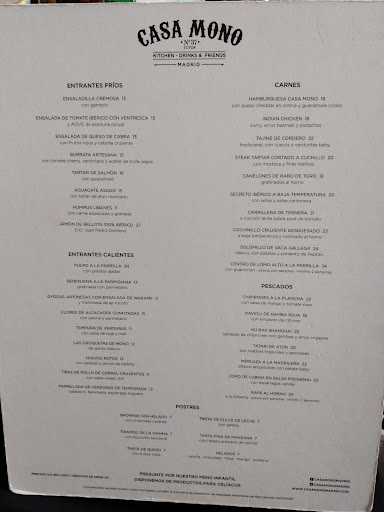 Restaurante Casa Mono en Madrid
