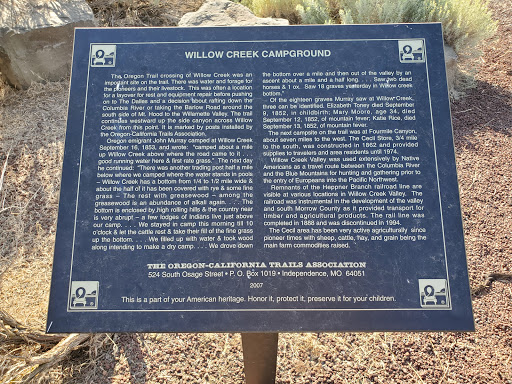 Willow Creek Campground - Historical landmark - Ione, Oregon - Zaubee