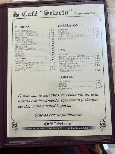 Restaurante Café Selecto en San Luis Potosí