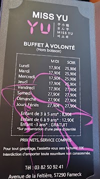 MISS YU à Fameck MENU / CARTE
