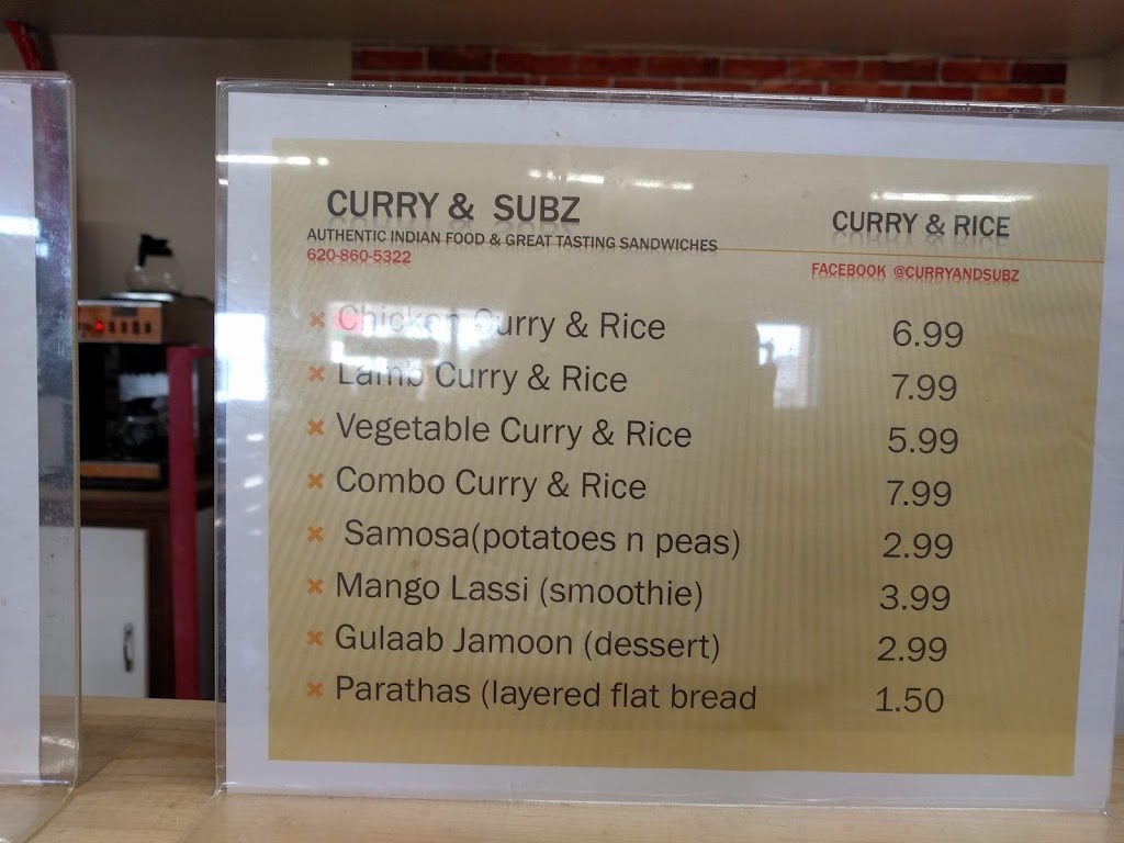 Curry & SubZ Menu - Hutchinson, KS