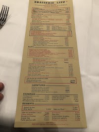 Brasserie Lipp à Paris MENU / CARTE