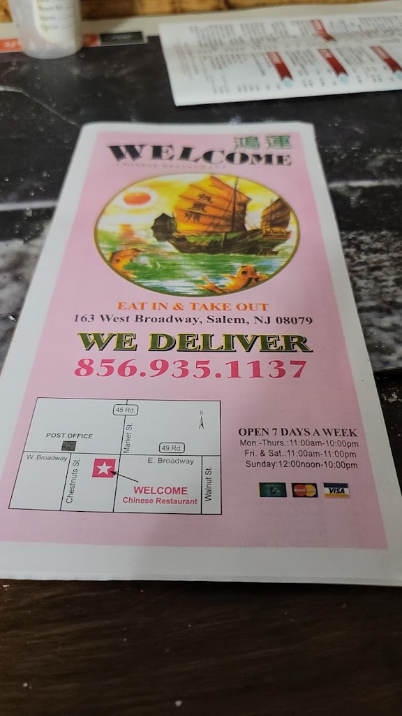 Welcome Chinese Restaurant Menu - Salem, NJ