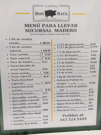 Restaurante Carnitas Don Raúl en Morelia