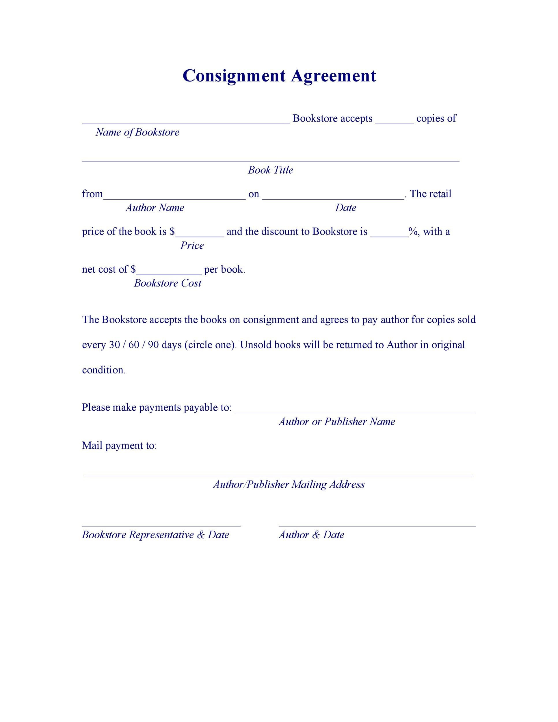 Printable Consignment Form - Printable Forms Free Online Printable Consignment Form - Printable Forms Free Online