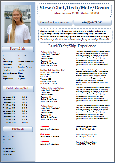 Cv Template Yacht Crew - CVSEVENTH Cv Template Yacht Crew - CVSEVENTH