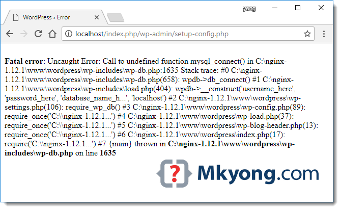 Fatal Error Uncaught Error Call To Undefined Function Mysql Connect In
