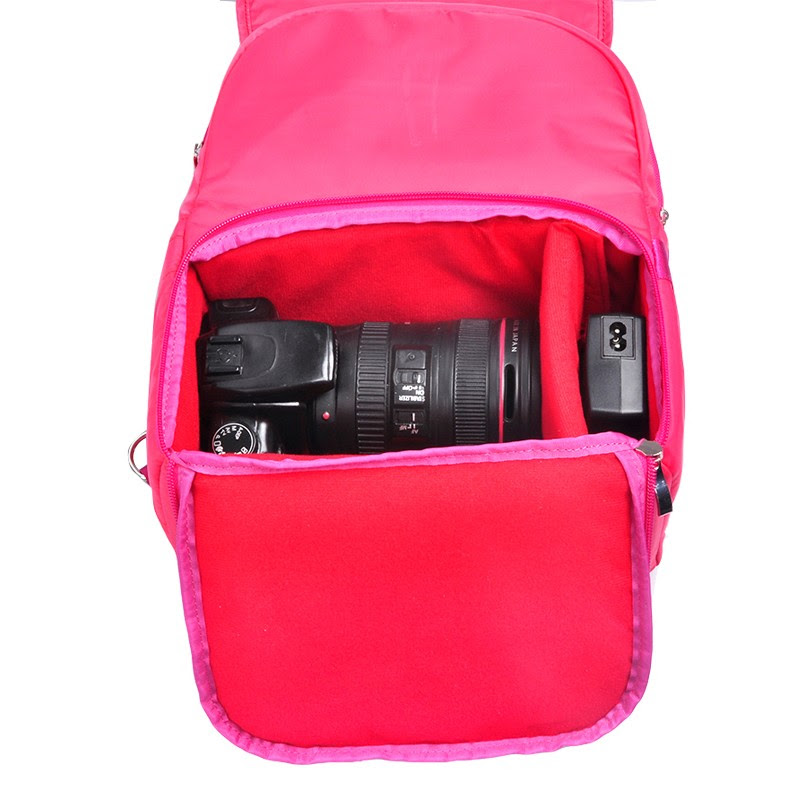 Cute Women Bag Waterproof Polyester Pink Camera Backpacks For Nikno ...