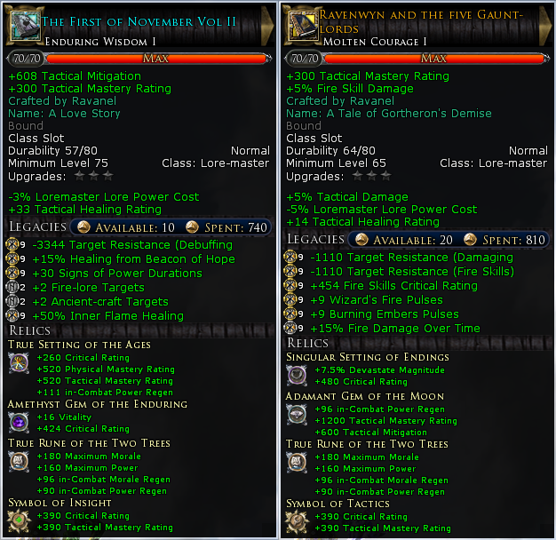 Ravalation: LOTRO: Lore-master legendary items