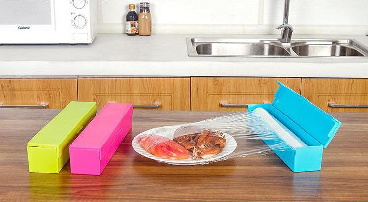 New Plastic Wrap Dispenser Saran Wrap Cutter Poly Bags Cling Film Food ...