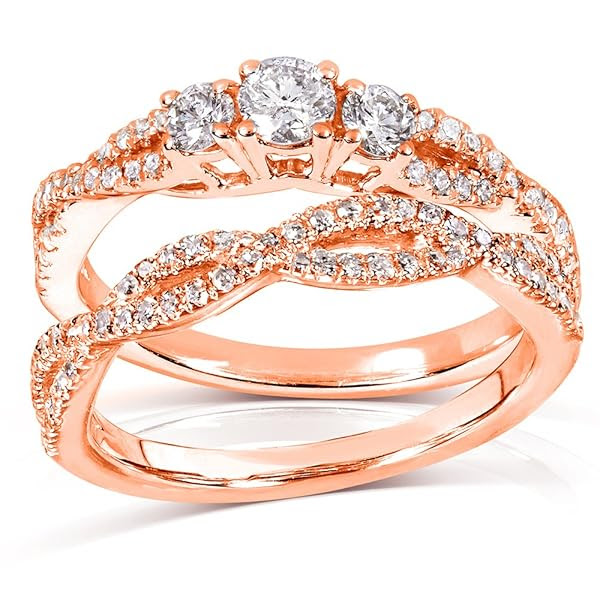 Round Diamond Braided Bridal Set 1/2 Carat (ctw) in 14k Rose Gold | RIngs