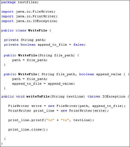 Write To A Text File In Java