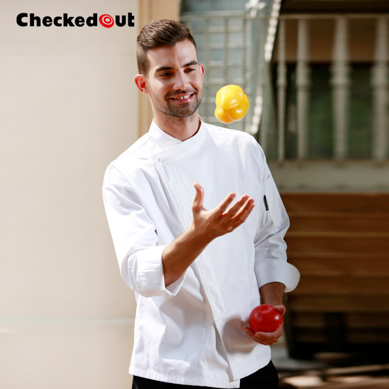 Cook Suit Long-sleeve Chef Uniform Checkedout Chef Jacket French Work ...