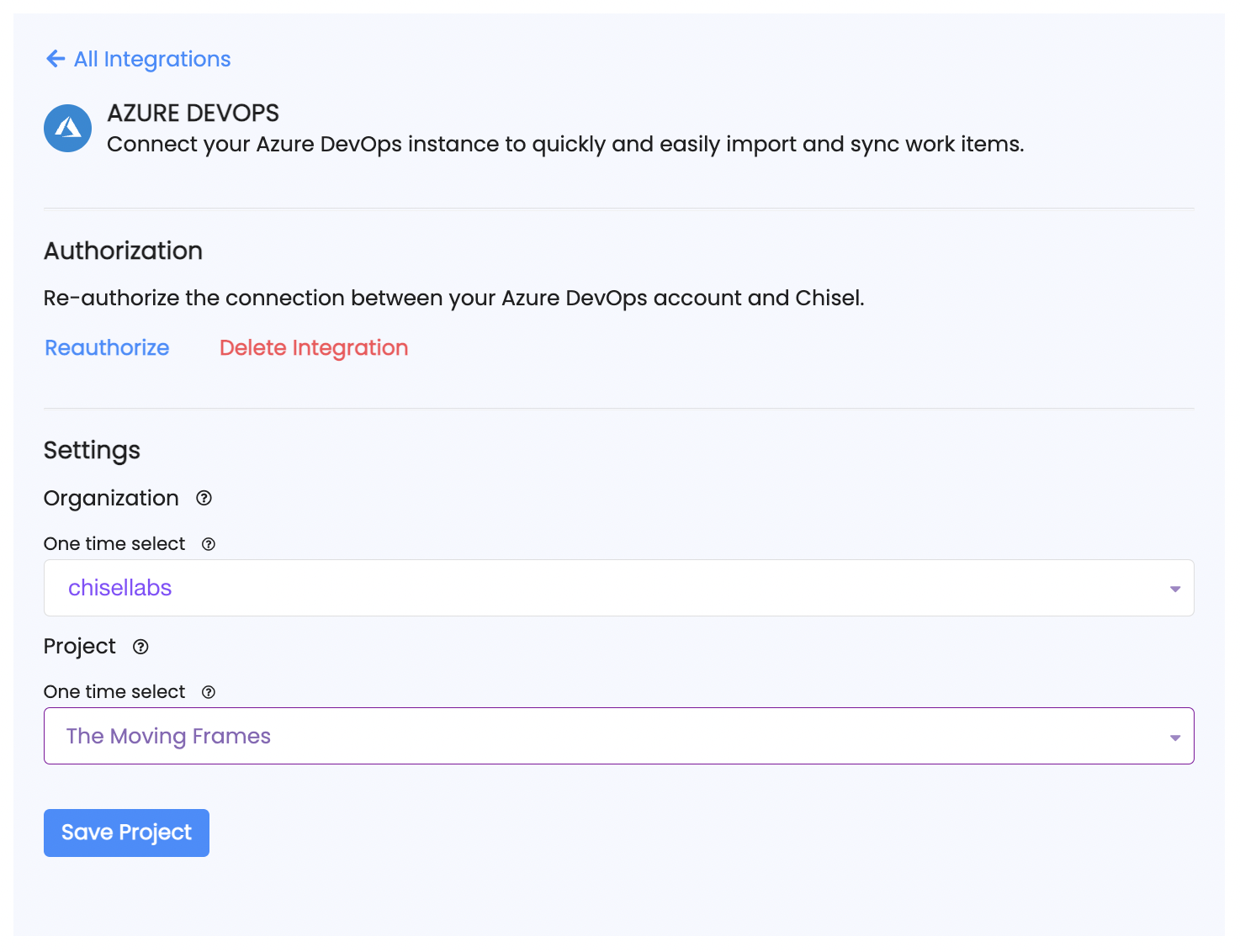 Azure Devops Integration Chisel Help